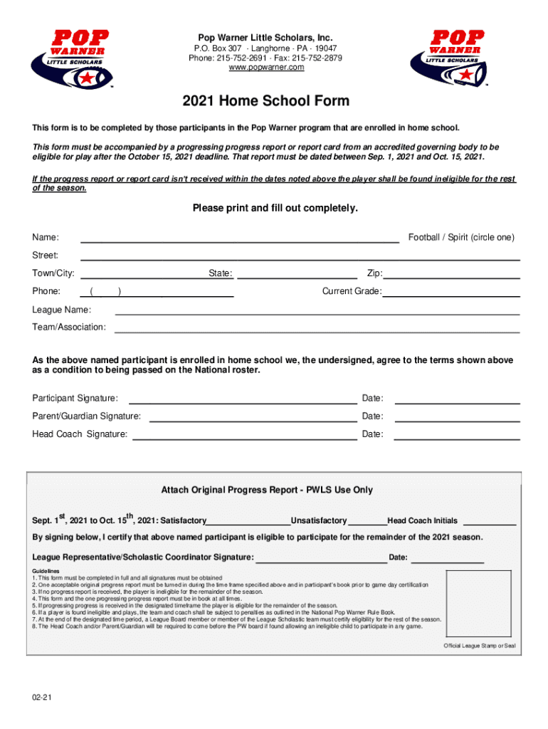 Fillable Online 2021 Home School Form Fax Email Print - pdfFiller