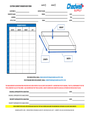 Fillable Online CUSTOM CABINET DRAWER BOX FORM Fax Email Print - pdfFiller