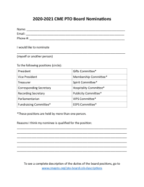 Fillable Online 20212022 Board Nomination Form Fax Email Print - pdfFiller