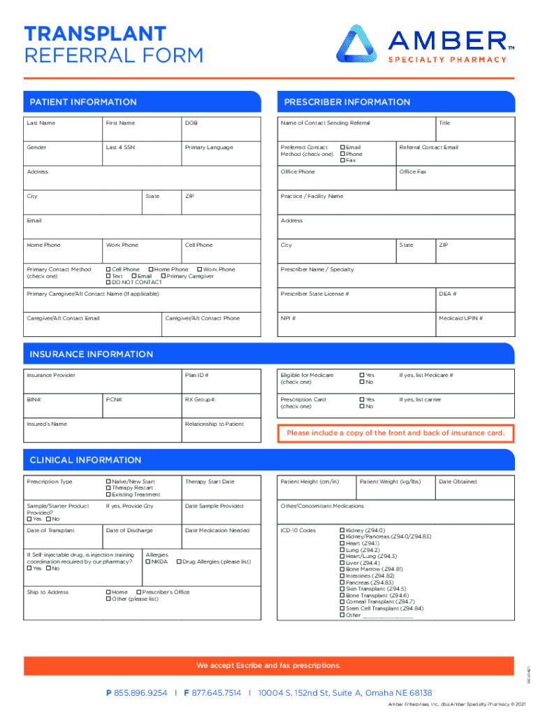 Fillable Online KIDNEY AND/OR PANCREAS TRANSPLANT REFERRAL FORM Fax ...