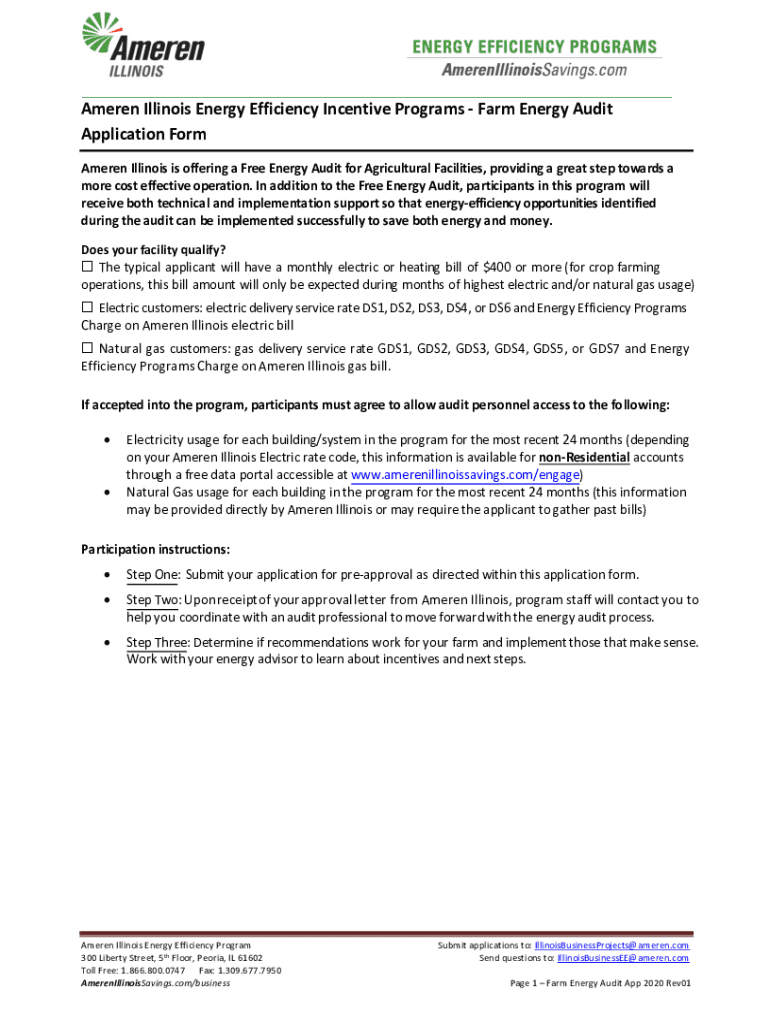 Fillable Online Ameren Illinois Energy Efficiency Incentive Programs - Farm ... Fax Email Print ...