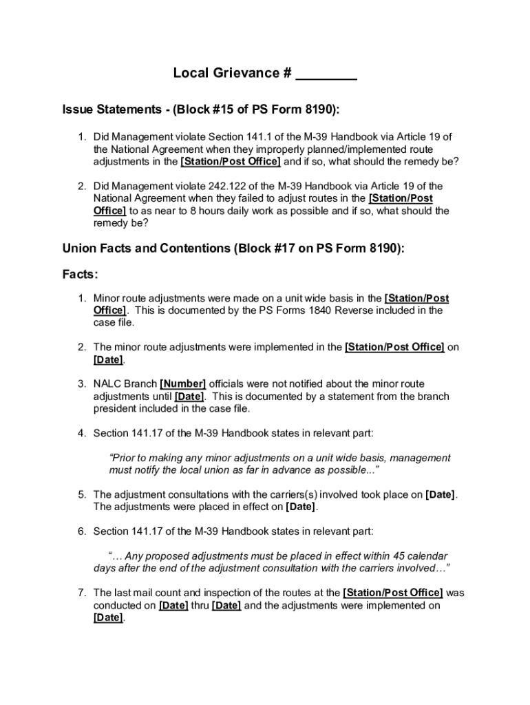 Fillable Online Issue Statements - (Block #15 of PS 8190): Doc Template ...