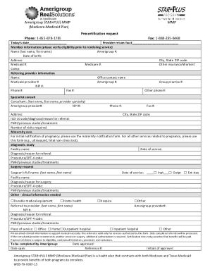 Fillable Online Amerigroup STAR+PLUS MMP MMP (Medicare-Medicaid Plan ...