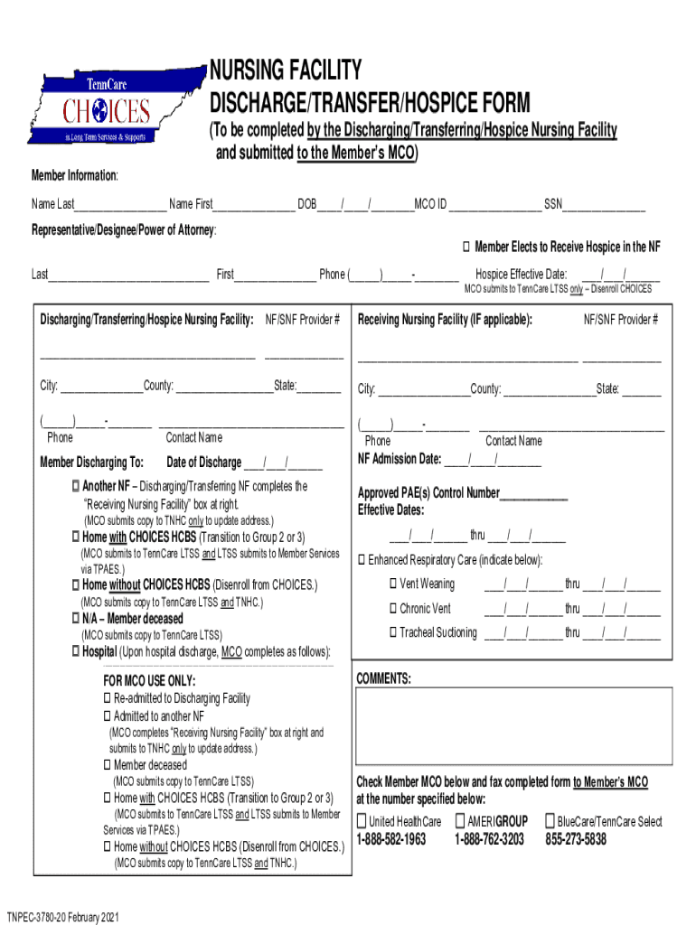 2021-2025 Form TN TennCare TNPEC-3780-20 Fill Online, Printable ...