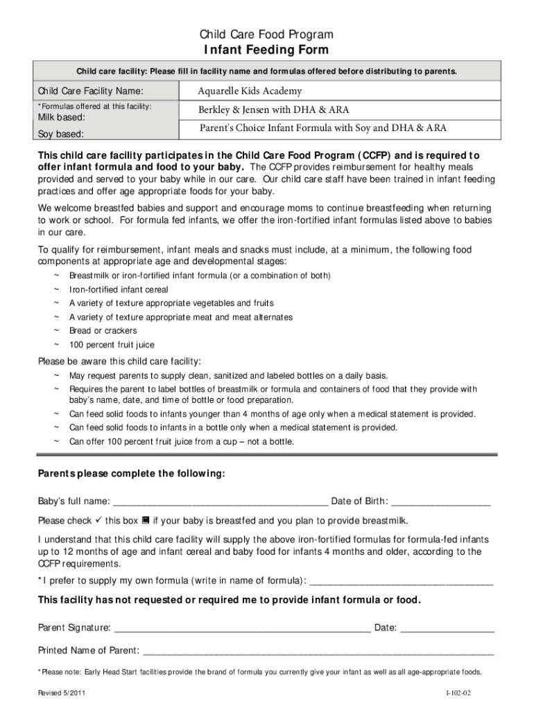 Fillable Online 2 Make a fresh batch of infant formula before each feed ...