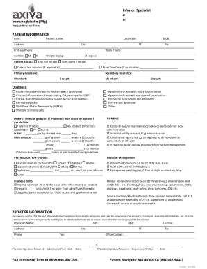 Fillable Online IVIG INFUSION REFERRAL FORM - V-Care Pharmacy Fax Email ...