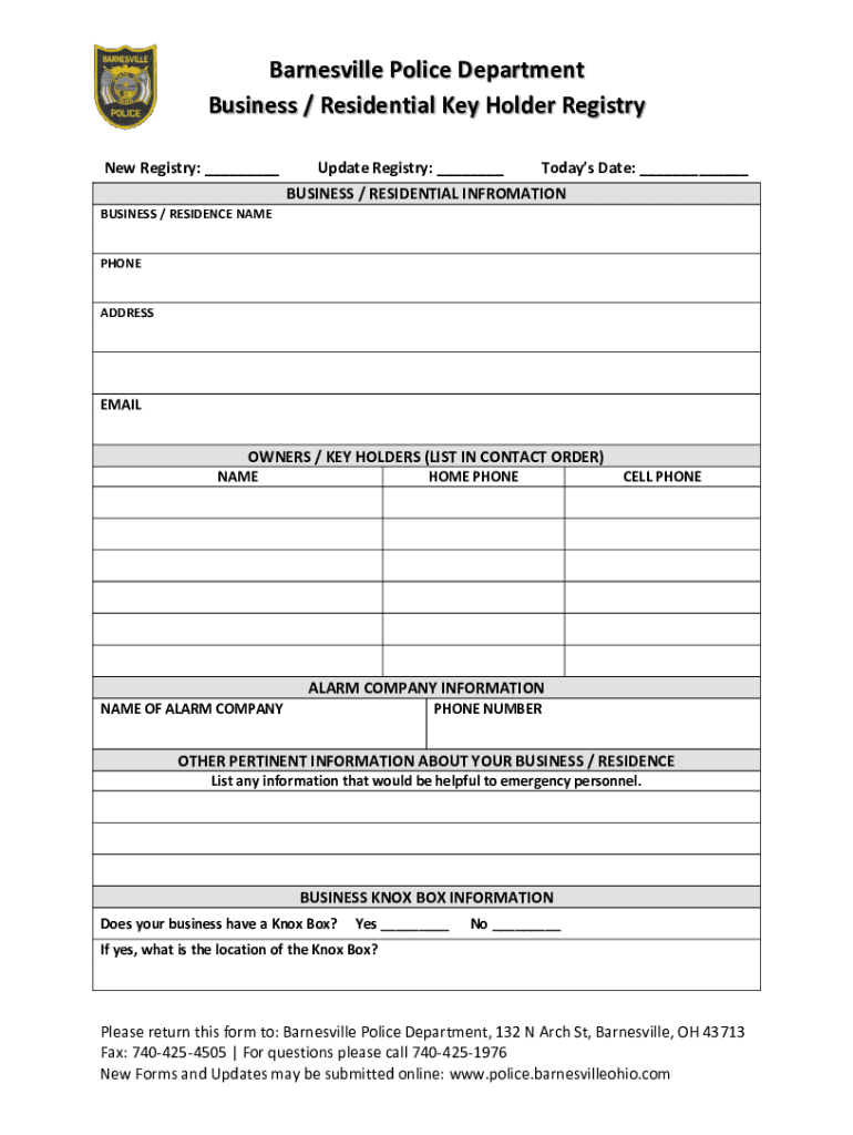 Fillable Online Key Assignment Form - Abbot Lock Fax Email Print ...