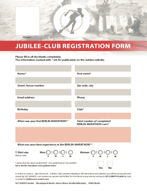 Fillable Online JUBILEE-CLUB REGISTRATION FORM Fax Email Print - pdfFiller
