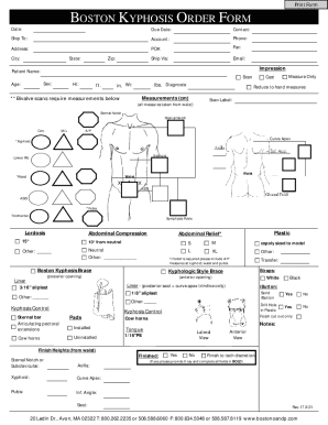 Fillable Online Measurement & Order Forms for Boston O&P Orthotics ...