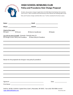 Fillable Online POLICIES AND PROCEDURES - Bowling Centers Association ...