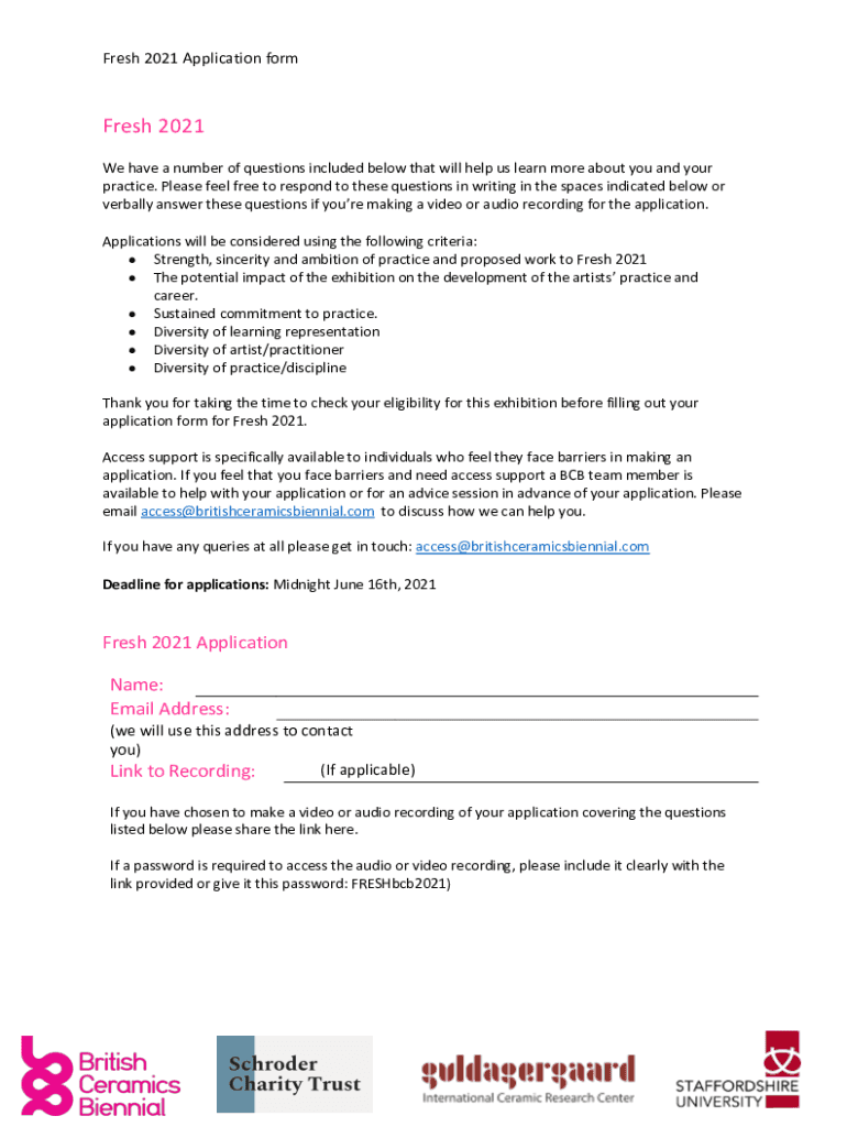 Fillable Online FRESH Application Form.docx Fax Email Print - pdfFiller