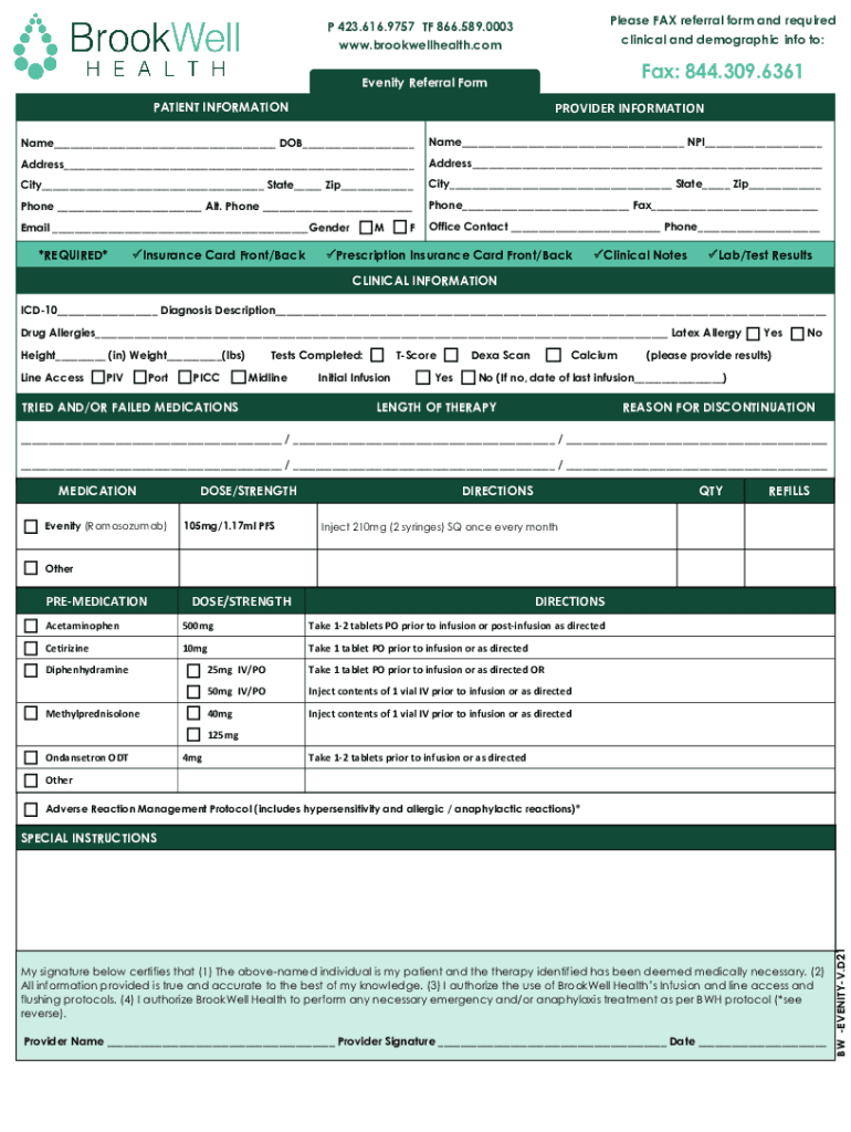 Fillable Online Evenity Referral Form Fax Email Print - pdfFiller