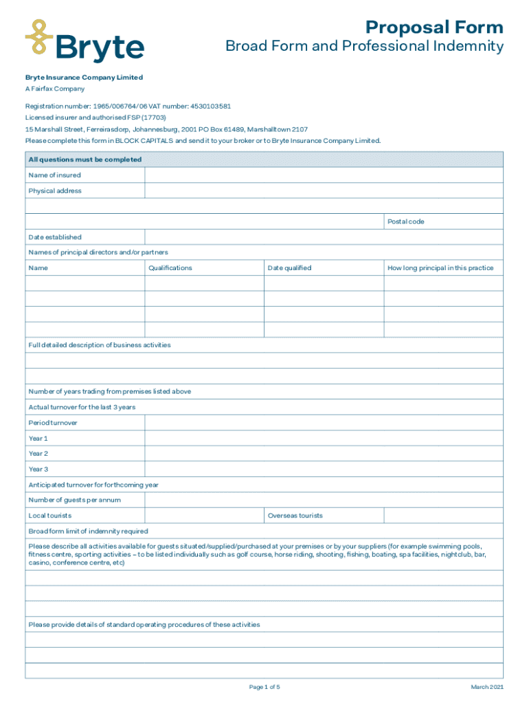 Fillable Online All questions must be completed - Bryte Fax Email Print ...