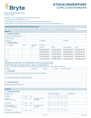 Fillable Online COPE INSURANCE INFORMATION REQUIRED Fax Email Print ...