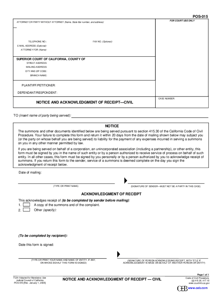 Fillable Online POS-015. Fillable Editable and Saveable California ...