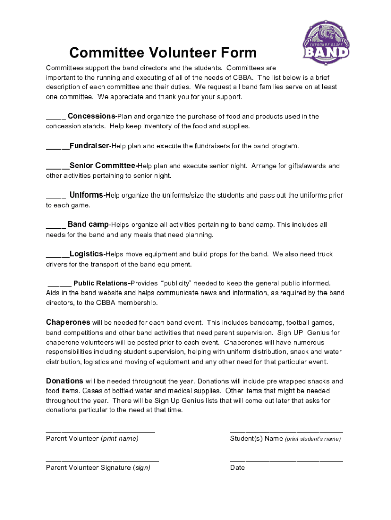 Fillable Online SAMPLE Board Committee Job DescriptionsHow to Organize ...