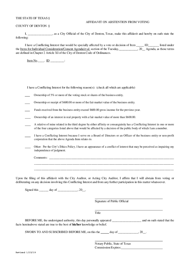 Fillable Online abstention for voting form Fax Email Print - pdfFiller