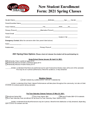 Fillable Online CYT Class Enrollment Form-New Student 2021 Classes.docx Fax Email Print - pdfFiller
