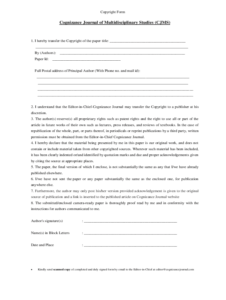 Fillable Online CJMS Copyright form Fax Email Print - pdfFiller