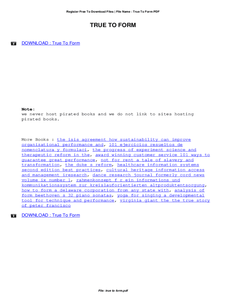 Fillable Online True To Form. True To Form Fax Email Print - pdfFiller
