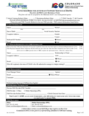 Fillable Online Consumer Directed Attendant Support Services - OP Forms ...