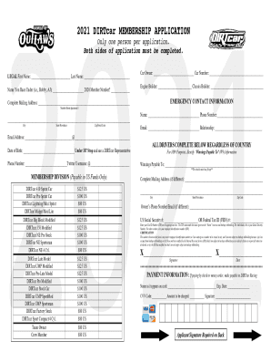 Fillable Online DIRTcar MEMBERSHIP APPLICATION - Eldora Speedway Fax ...