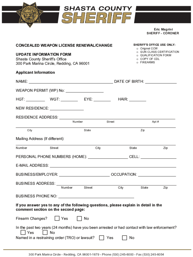 Fillable Online Fillable Online Please bring CCW Renewal Application ...