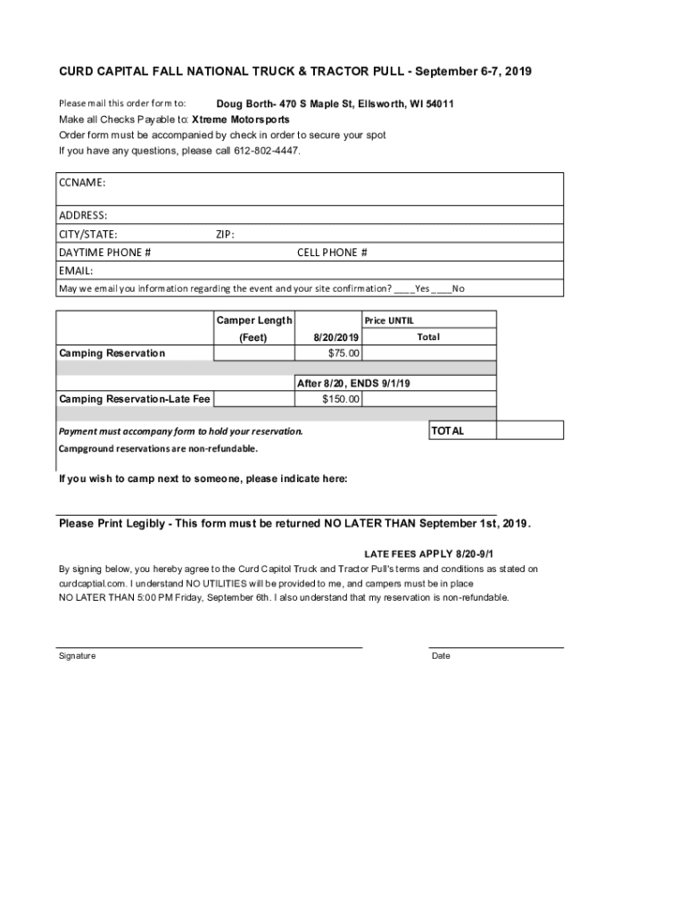 Fillable Online Scharnberg Park Cabins Reservation Form Clay County ...