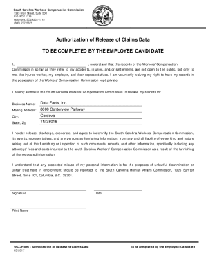 Fillable Online Claims FormsWorkers' Compensation Commission - South ...