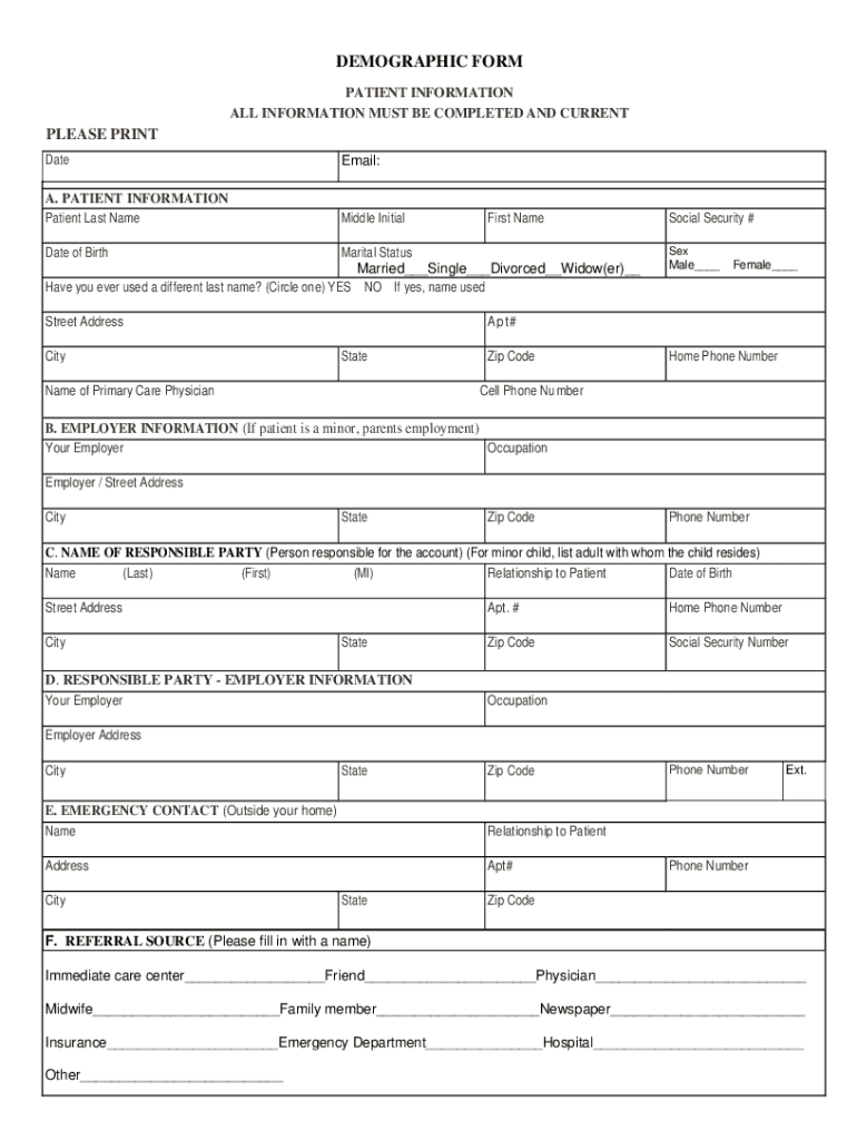 Fillable Online Demographic Form - Fill Out and Sign Printable PDF ... Fillable Online Demographic Form - Fill Out and Sign Printable PDF ...