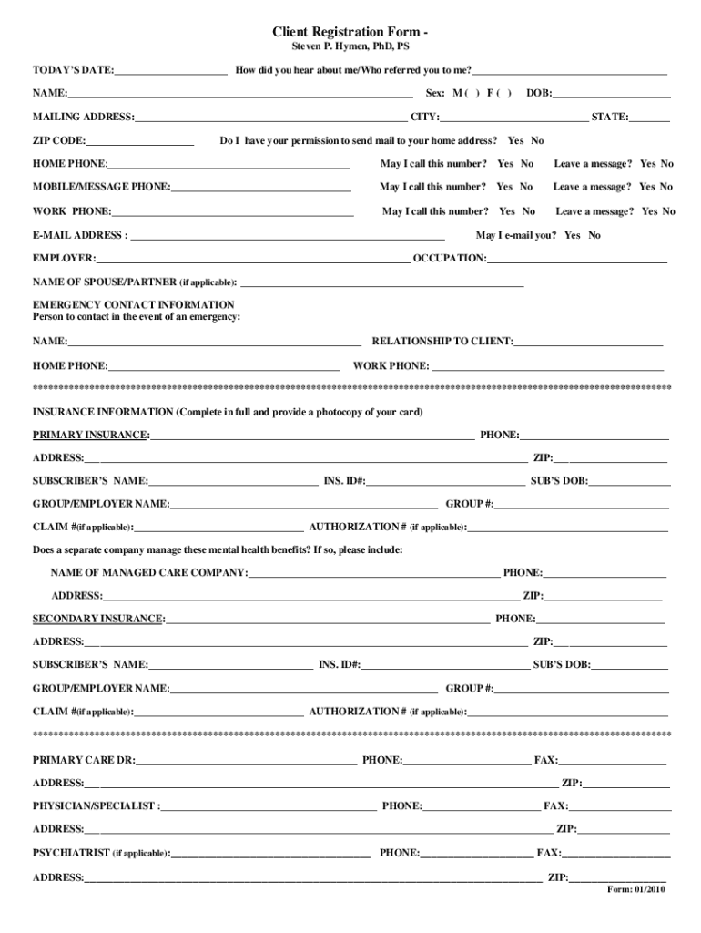 Fillable Online Client Registration Form 2.doc Fax Email Print - pdfFiller