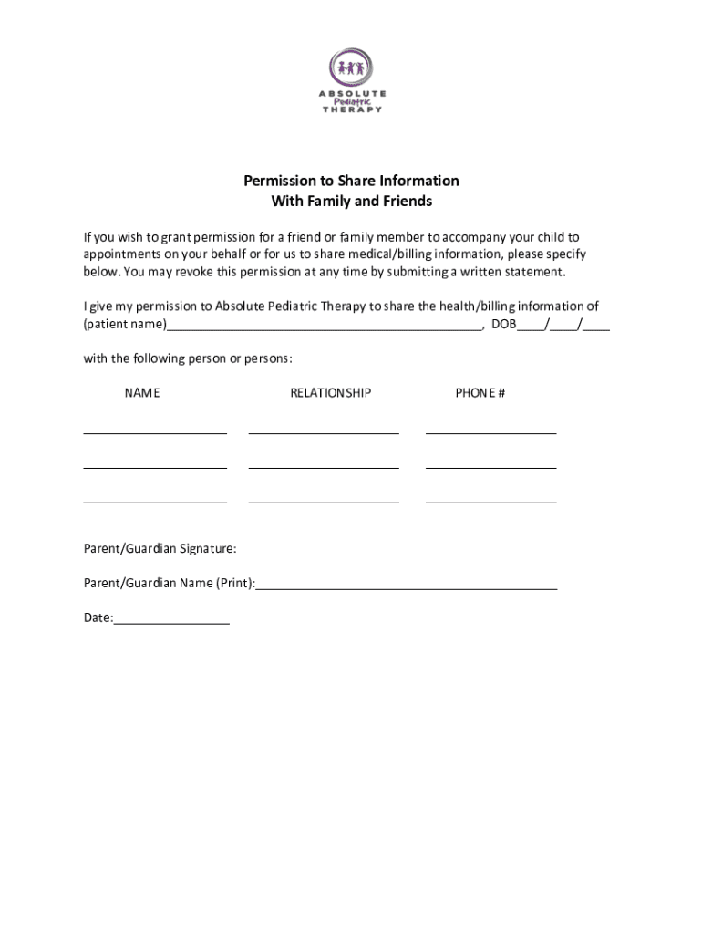 Fillable Online Sharing Health Information with Family Members and ...