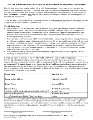 Fillable Online NYS Out-of-Network Emergency and Surprise Medical Bill ...