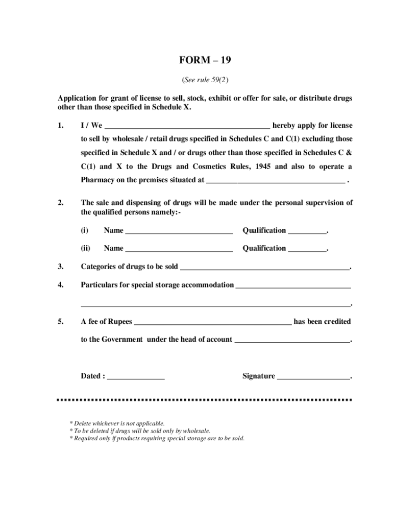 Fillable Online FORM 19 See Rule 59(2) - DRUGS CONTROL ADMINISTRATION ...