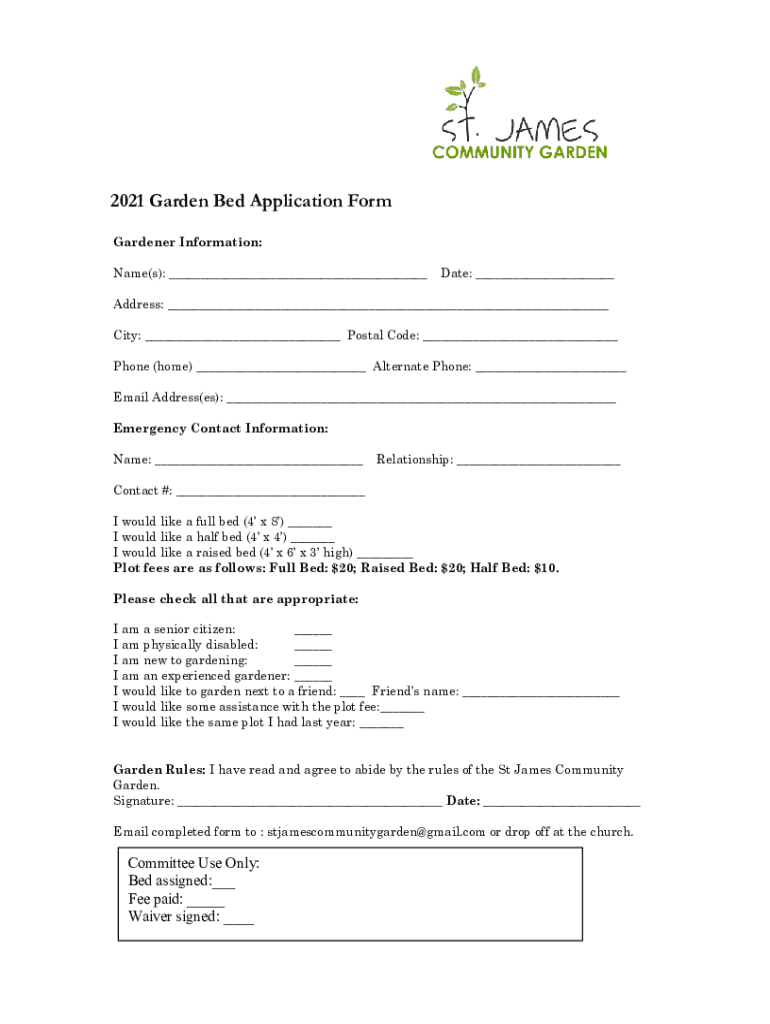 Fillable Online St James Community Garden Registration Form.pages Fax ...