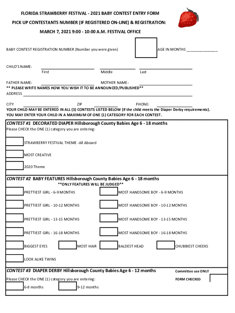 Fillable Online Baby contest form.xlsx Fax Email Print - pdfFiller