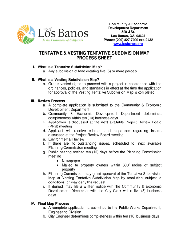 Fillable Online LOT LINE ADJUSTMENT PROCESS SHEET - City of Los Banos ...