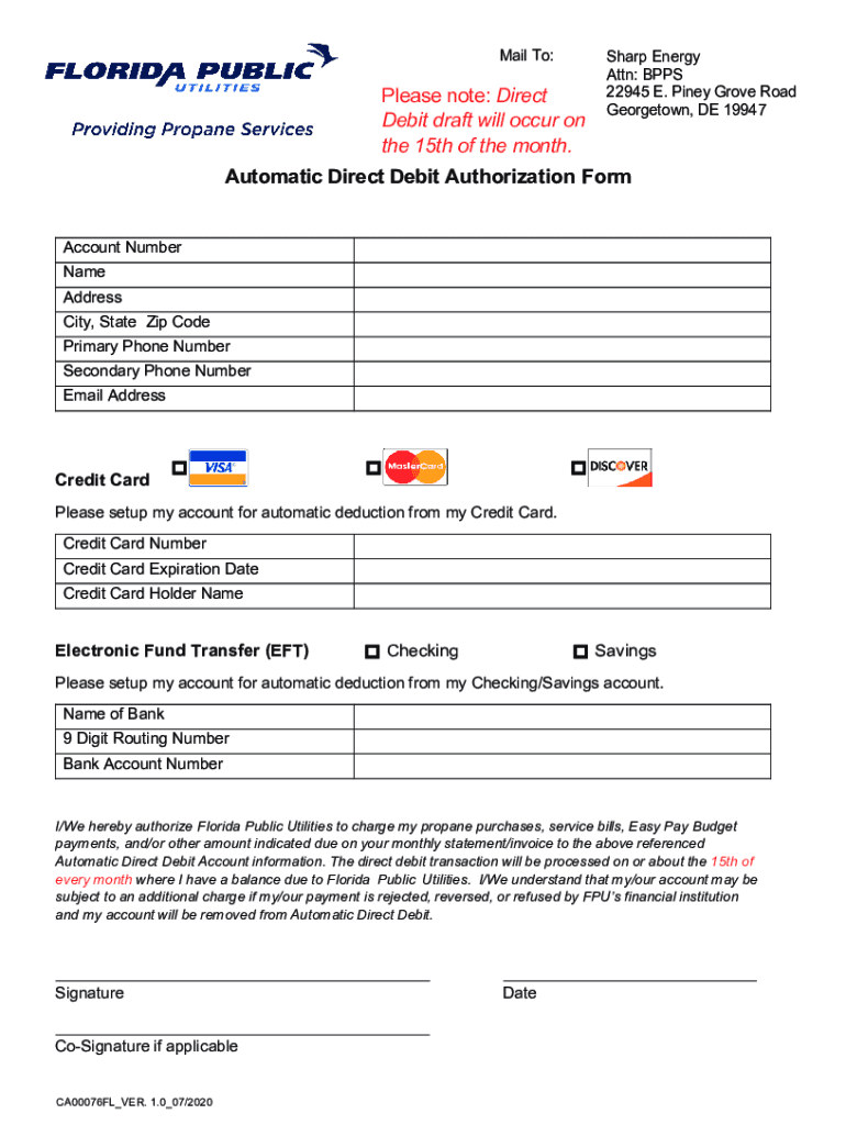 Fillable Online 889075Automatic Direct Debit Authorization FormPROOF2 ...
