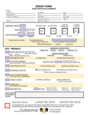 Fillable Online ORDER FORM 11.17 - GAL Fax Email Print - pdfFiller
