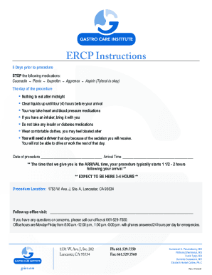 Fillable Online PRE-SURGERY INSTRUCTION SHEET -OUTPATIENT SURGERY 1:00 ...