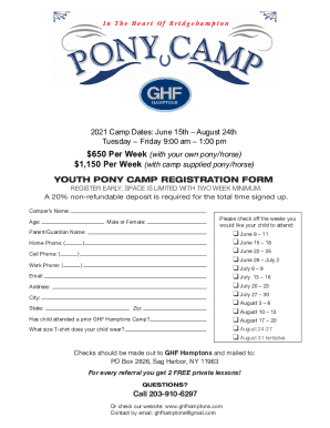 Fillable Online Summer Camp Forms & PDF Templates - Free Online Form ...
