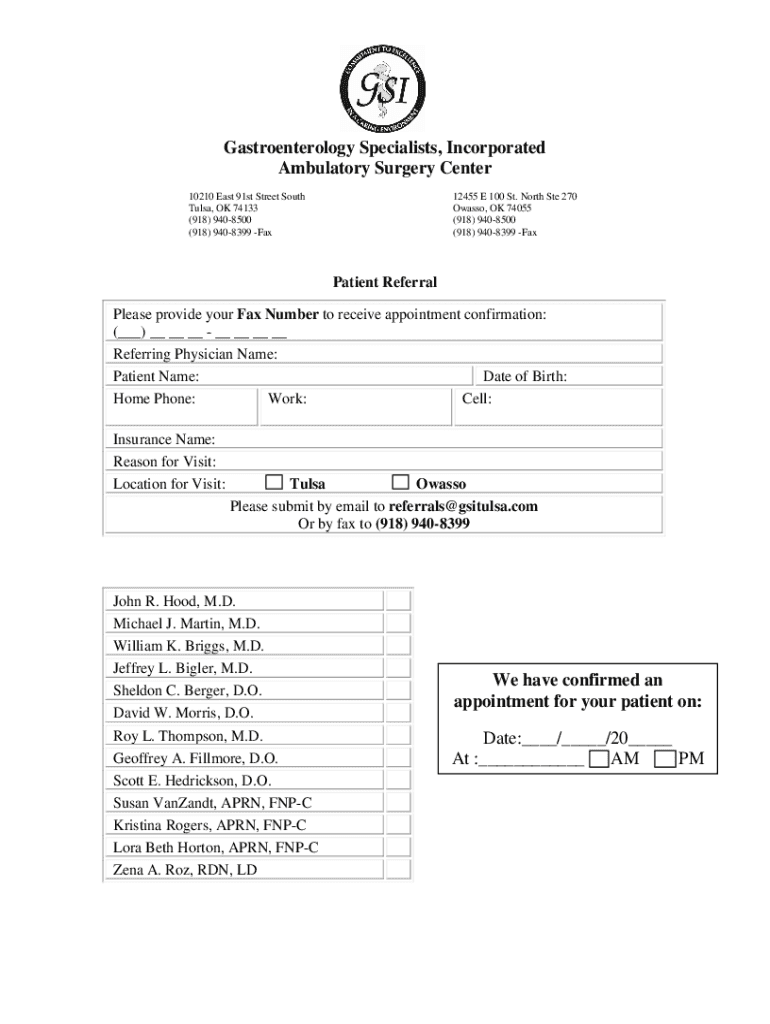 Fillable Online GSI Referral Form-Updated Fax Email Print - pdfFiller