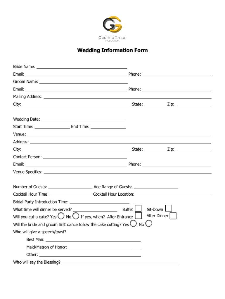 Fillable Online Village Lutheran Church Wedding Form Fax Email Print Pdffiller