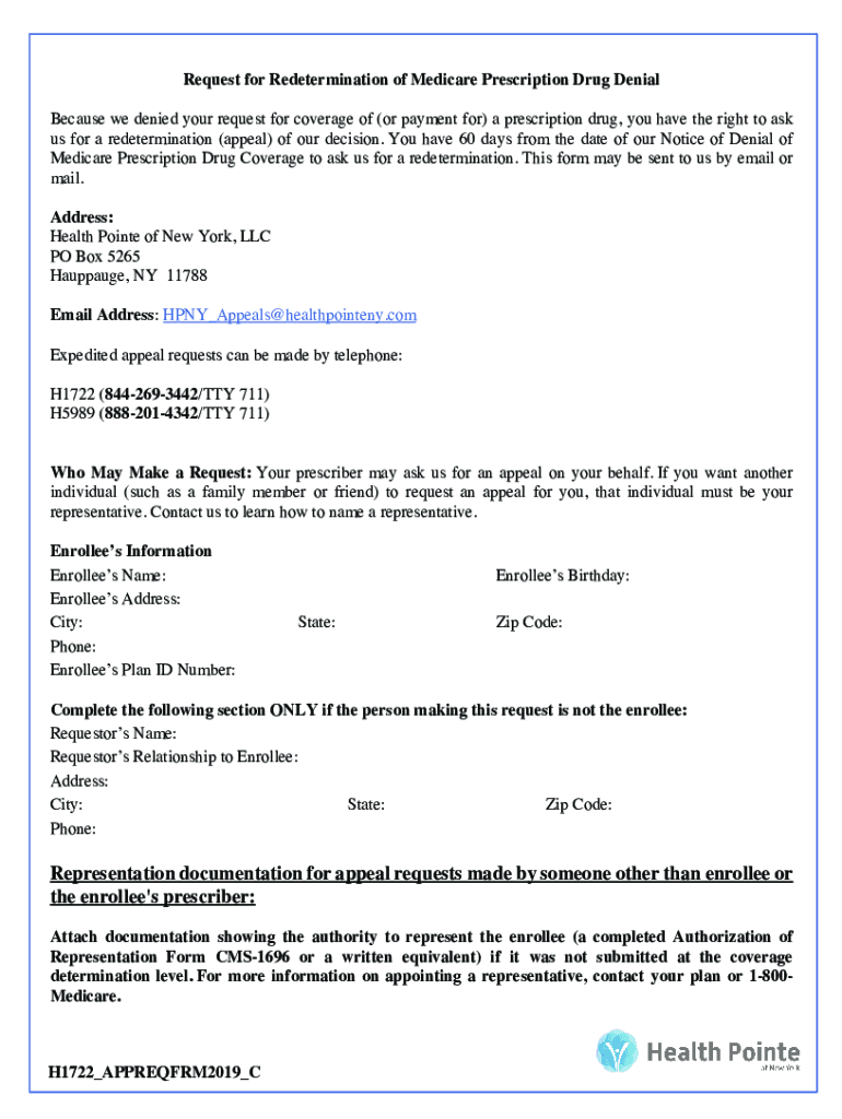 Fillable Online Request for Redetermination of Medicare Prescription ...