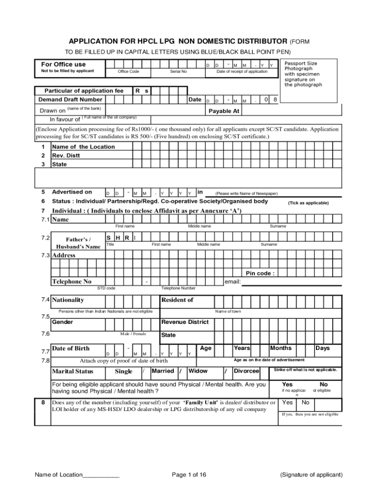 Fillable Online How to apply online for LPG distributor franchise of ...