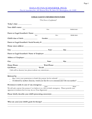 Fillable Online Child Client Info Form Fax Email Print - pdfFiller