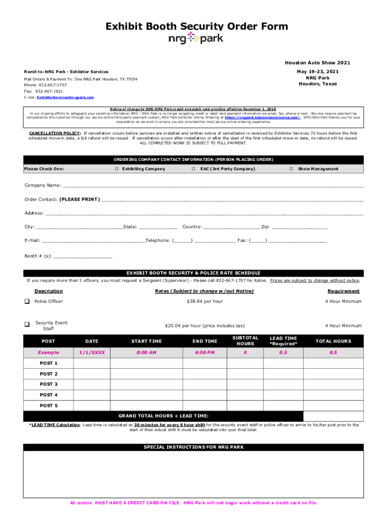 Fillable Online A/V Exhibit Order Form - May 19 - 23, 2021 at NRG Center Fax Email Print - pdfFiller