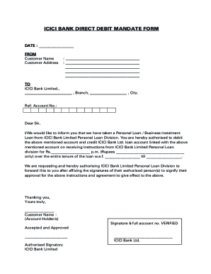 Icici Bank Direct Debit Emi Security Mandate Form - Fill Online ...
