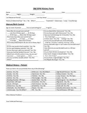 Fillable Online OB/GYN History Form - Jordan River Women's Health Fax ...