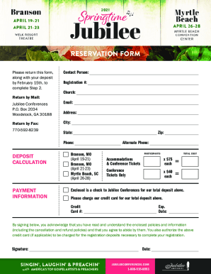 Fillable Online Spring Jubilee 2021 Reservation Form - Jubilee ...